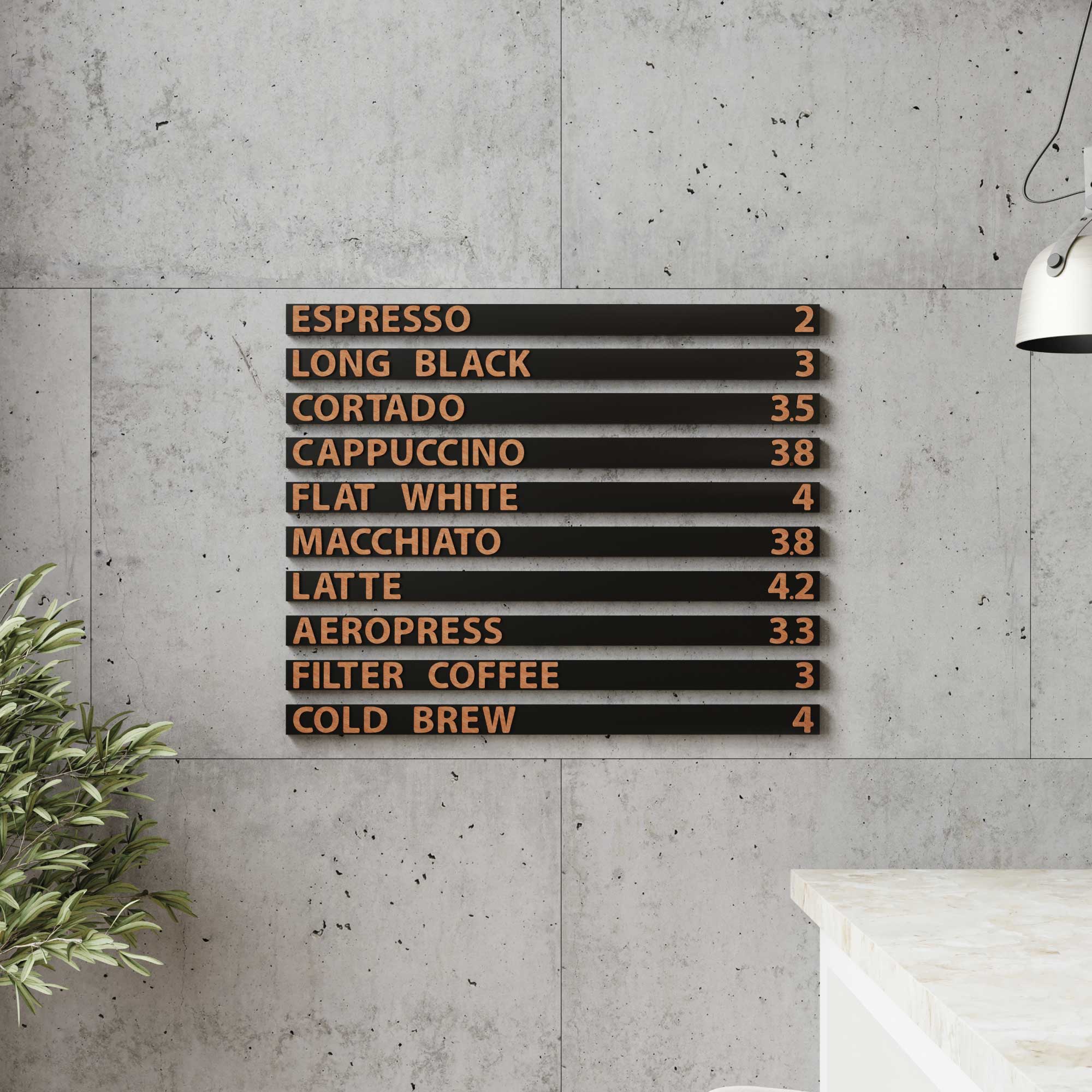 Sets of Wall Menus for coffee shops, bakeries, bars and shops.