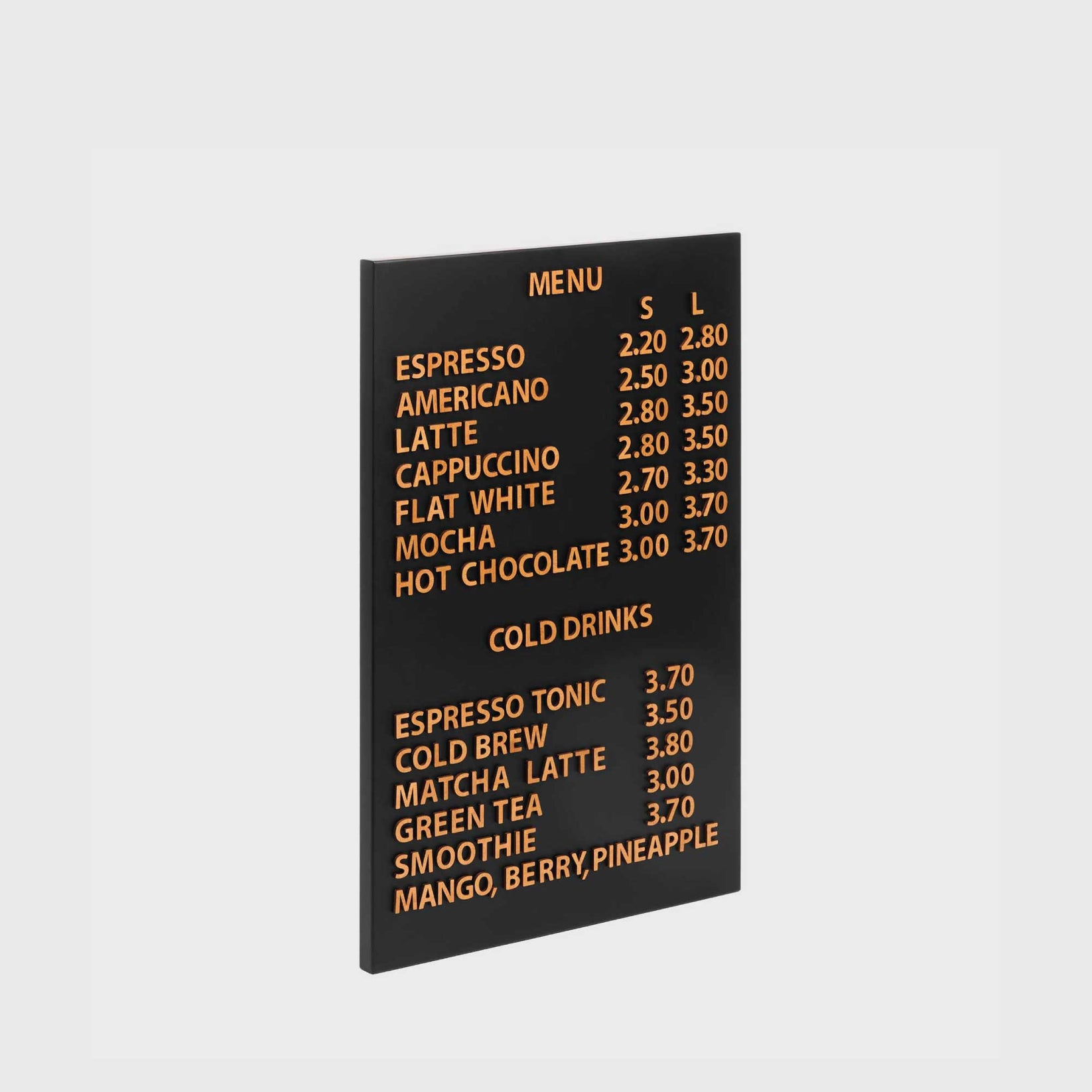 Black Magnetic Menu Board with Wooden Letters for Coffee Shops