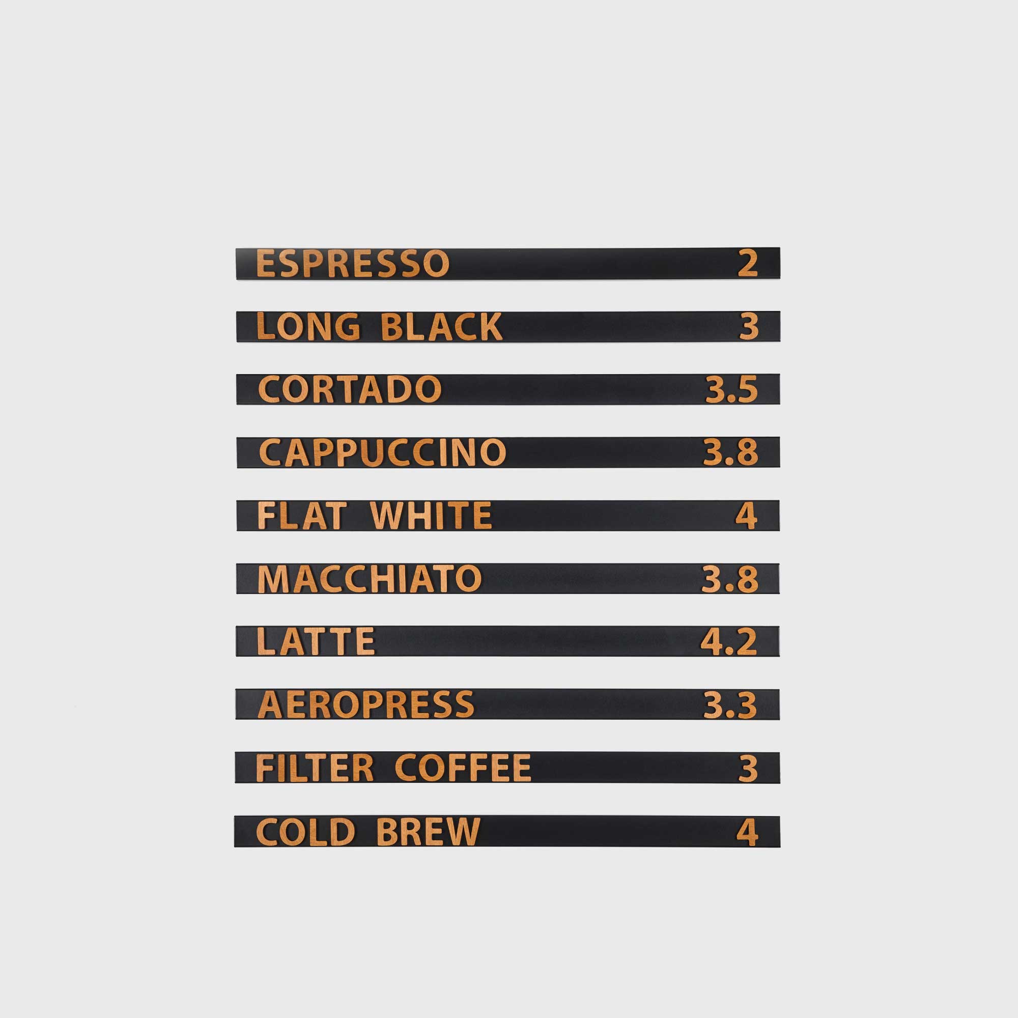 Wall Menu Set. A new type of Menu bars with easily changeable letters.