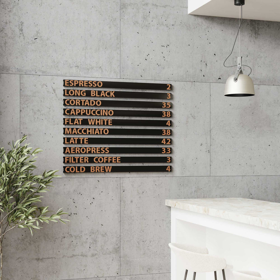 Sets of Wall Menus for coffee shops, bakeries, bars and shops.